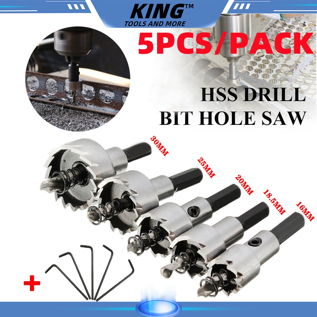 5PCS HSS Drill Bit Hole Saw Tooth Set Stainless Steel Metal Alloy ...
