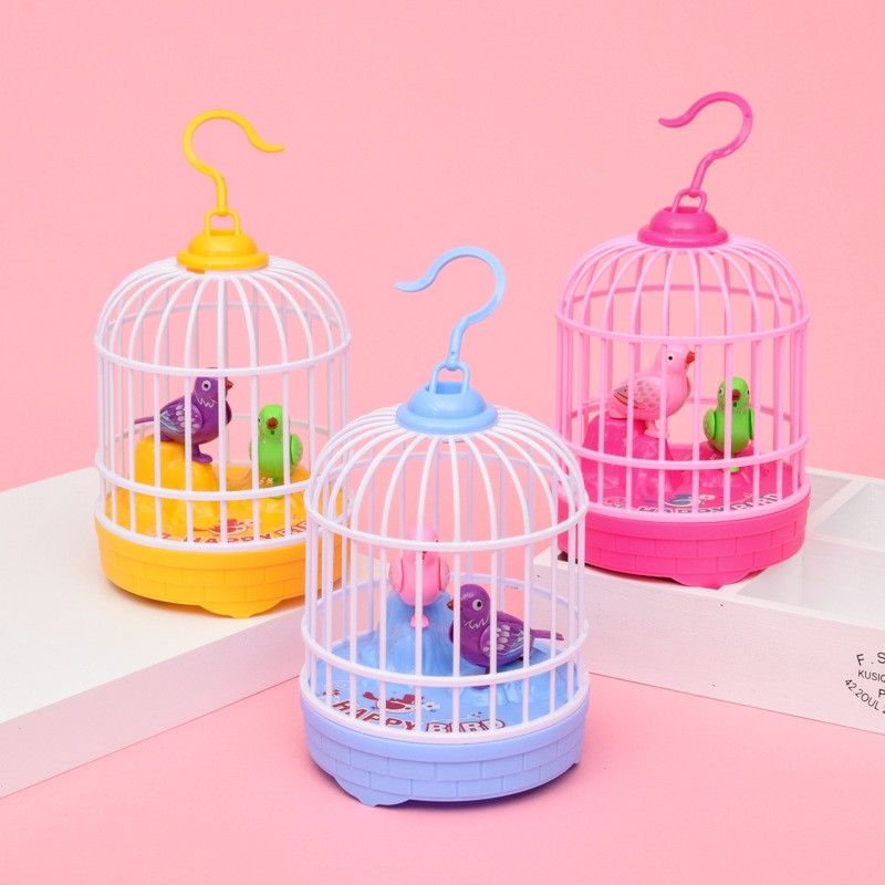 Kids Simulation Bird Cage Toy With Sound Realistic Voice Sensor Control ...