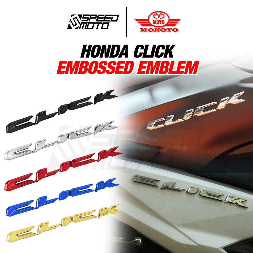 HONDA CLICK EMBOSSED EMBLEM 3D STICKER LOGO Z-0121 CHROME DESIGN FOR ...