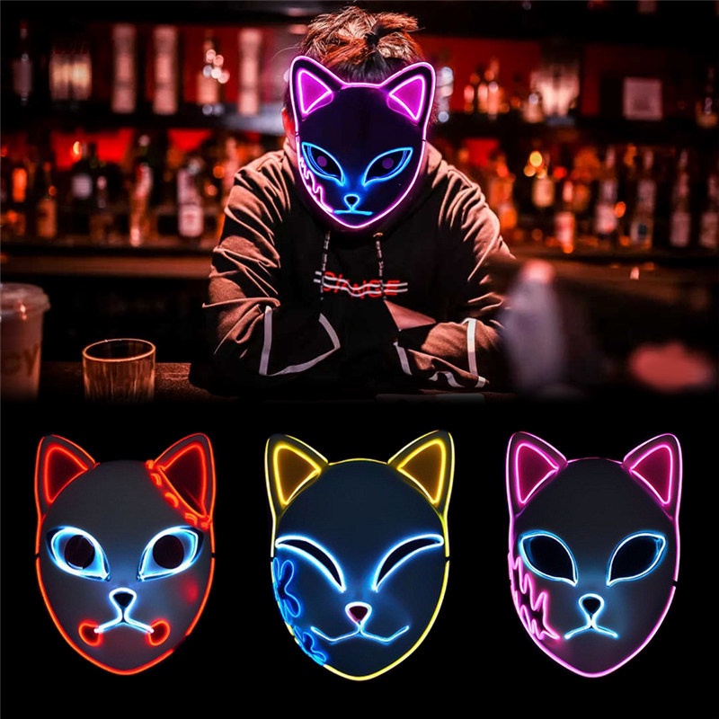 HW LED Anime Demon Mask Cosplay Masques Halloween Costume | Shopee ...