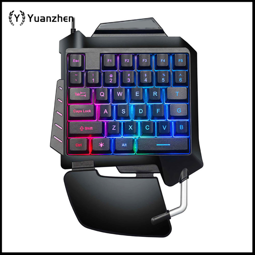 Shopee01 D15 Ergonomic Single One Hand Backlit Gaming Keyboard USB ...