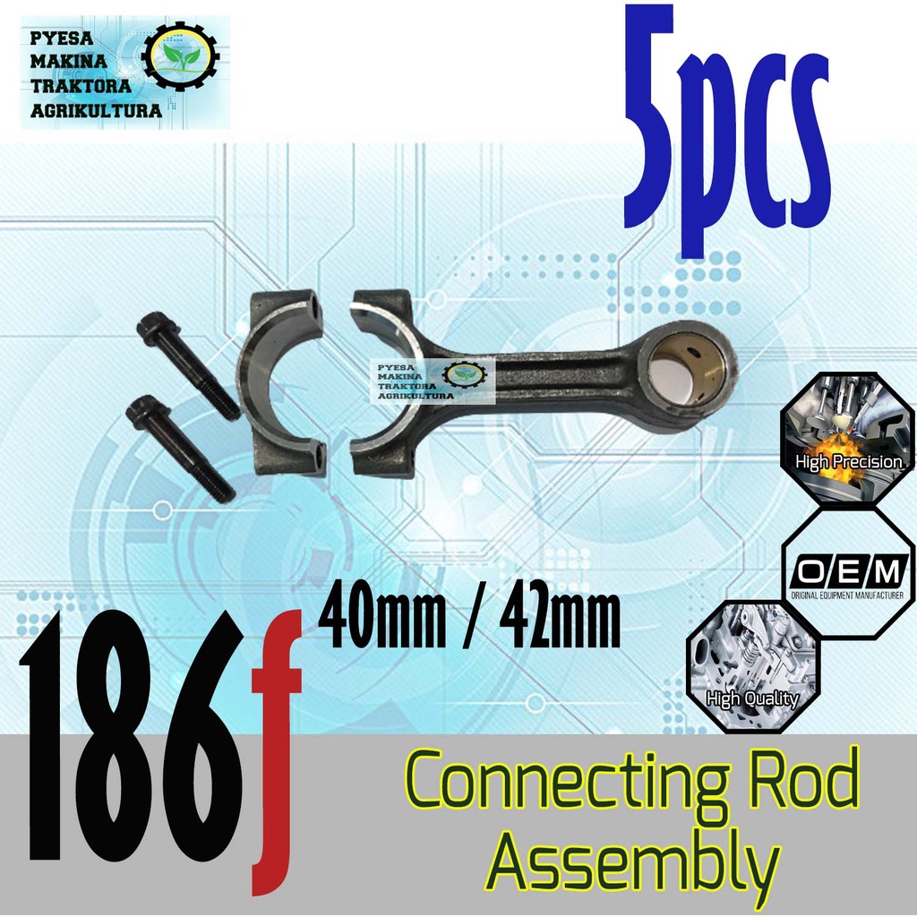 5pcs Connecting Con Rod Assy Assembly 186F 10hp 40mm 42mm Air Cooled ...