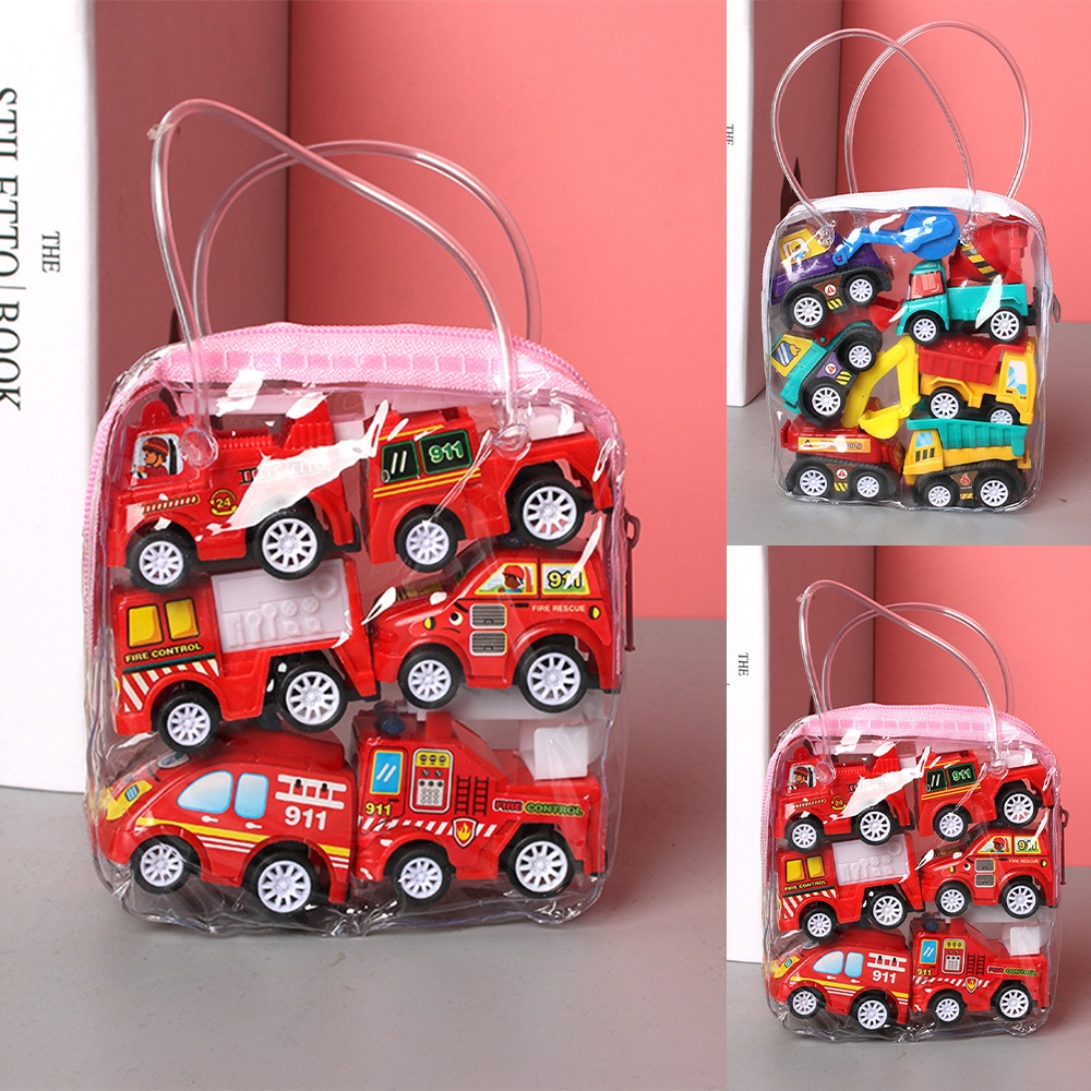 1 Bag 6 Vehicle mini Car Toy Boy Baby Mini Pull Back Car Inertial ...