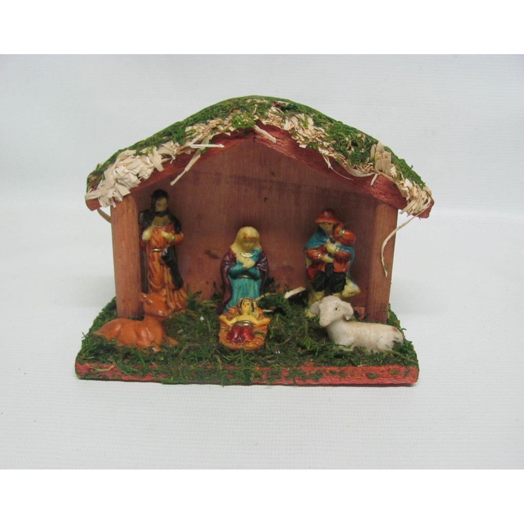 Miniature Belen with House / Nativity Set / Holy Family, Shepherd and ...