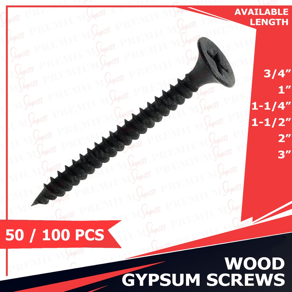100 / 50pcs Gypsum Drywall Screw for Wood Black Needle Point 6 Screws ...