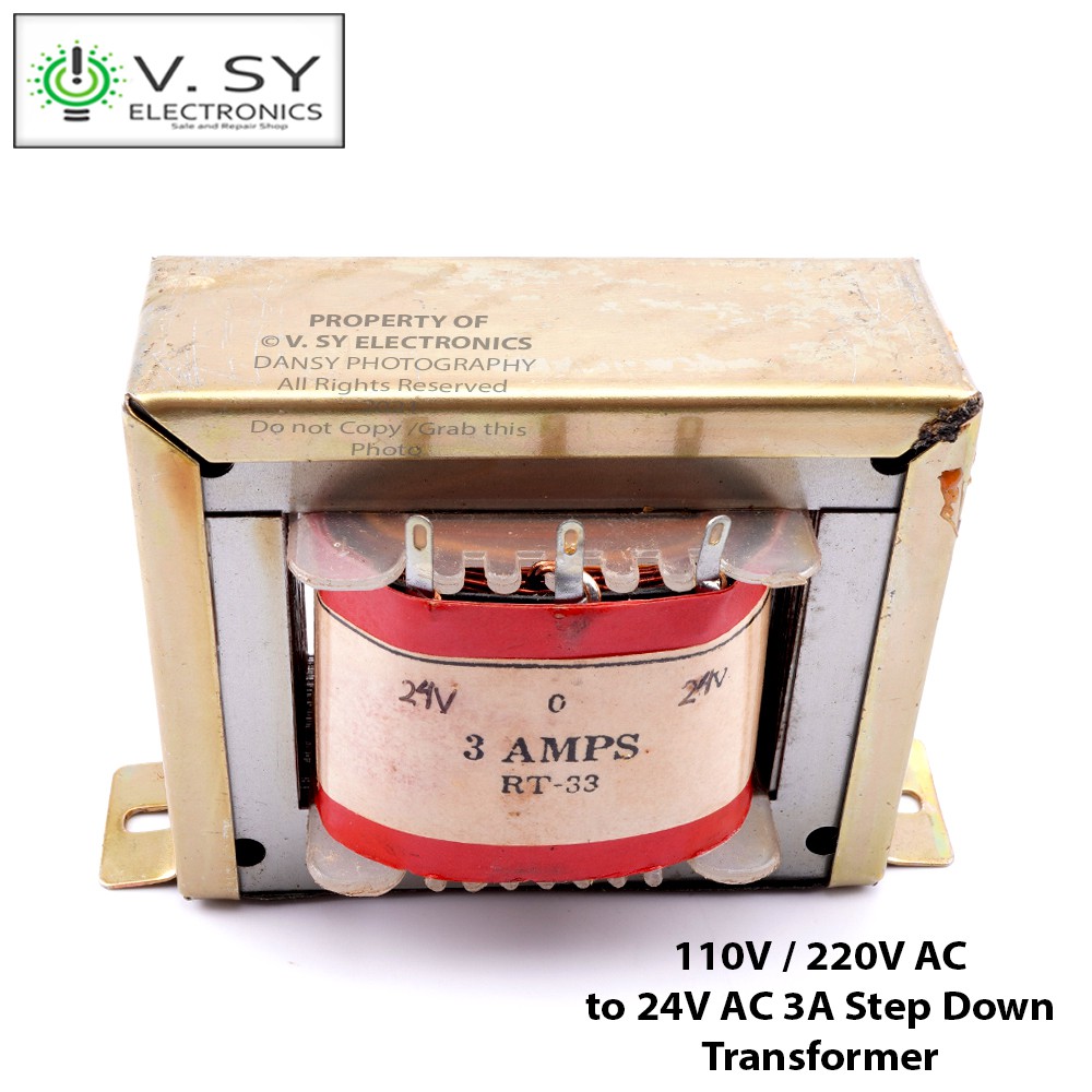 Stallion 110V / 220V AC to 24V 3A Step Down Transformer 24V 0 24V 220VAC 24VAC Power Converter ...