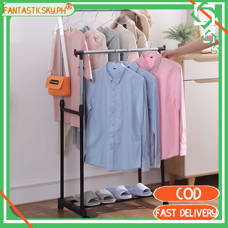 COD Double Pole Clothes Rack For Clothes Organizing Sampayan Double ...