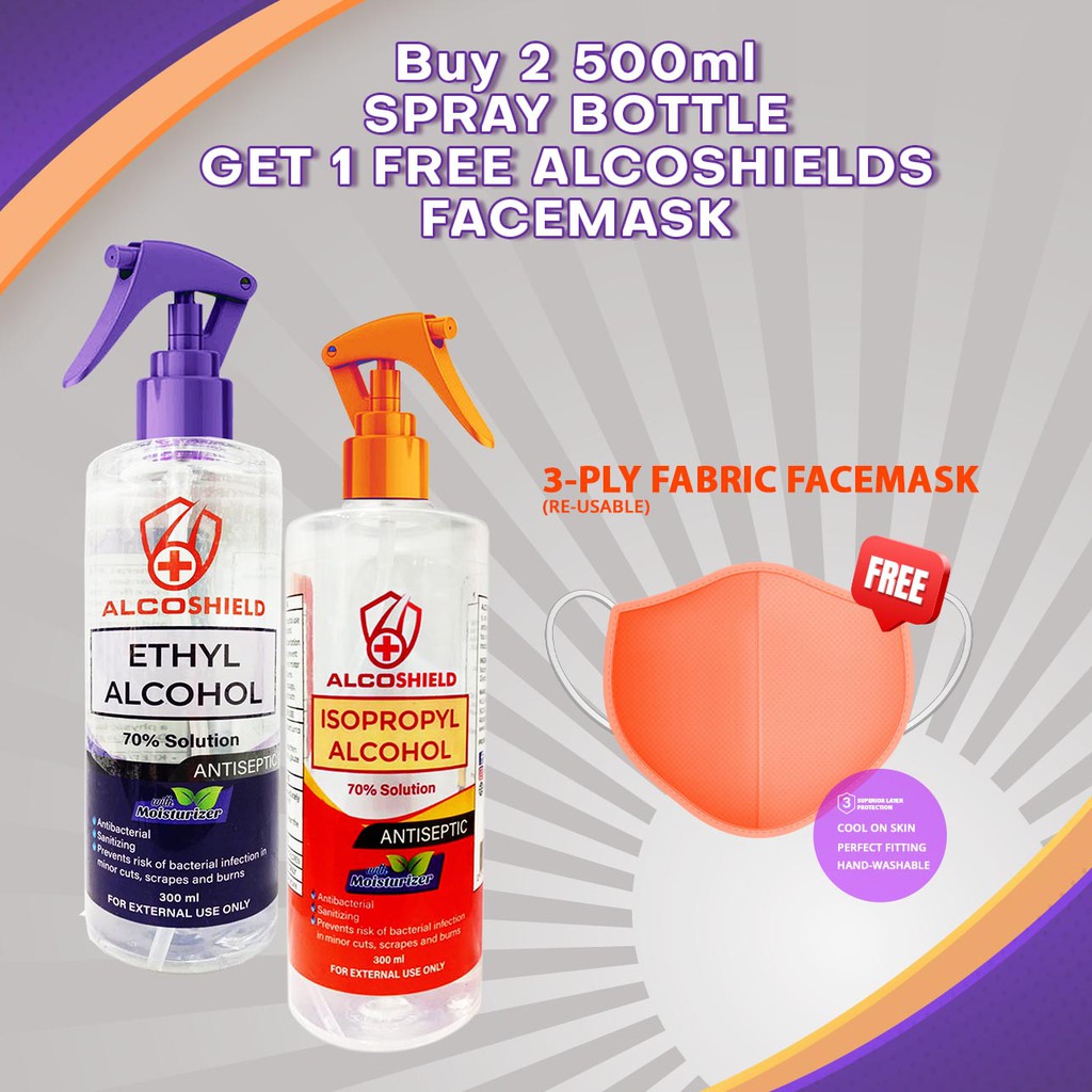 Alcoshield 70% Isopropyl & Ethyl Alcohol (Spray) 300ml FREE Alcoshield ...