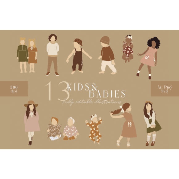13 Kids and Babies Illustration | Printable Stickers | Affordable ...