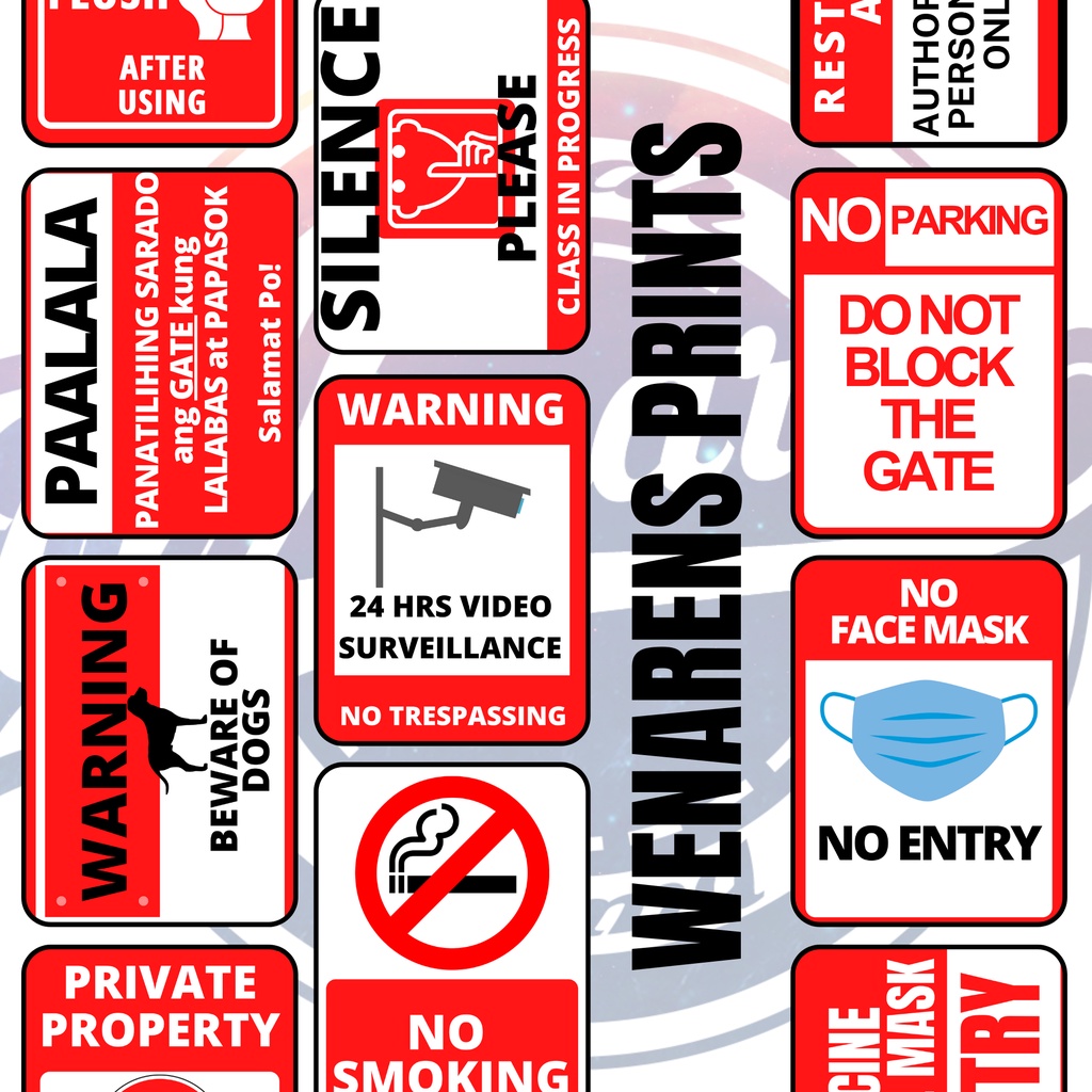 Red Black PVC, Laminated Signage and Self Adhesive Sign Waterproof A4 ...