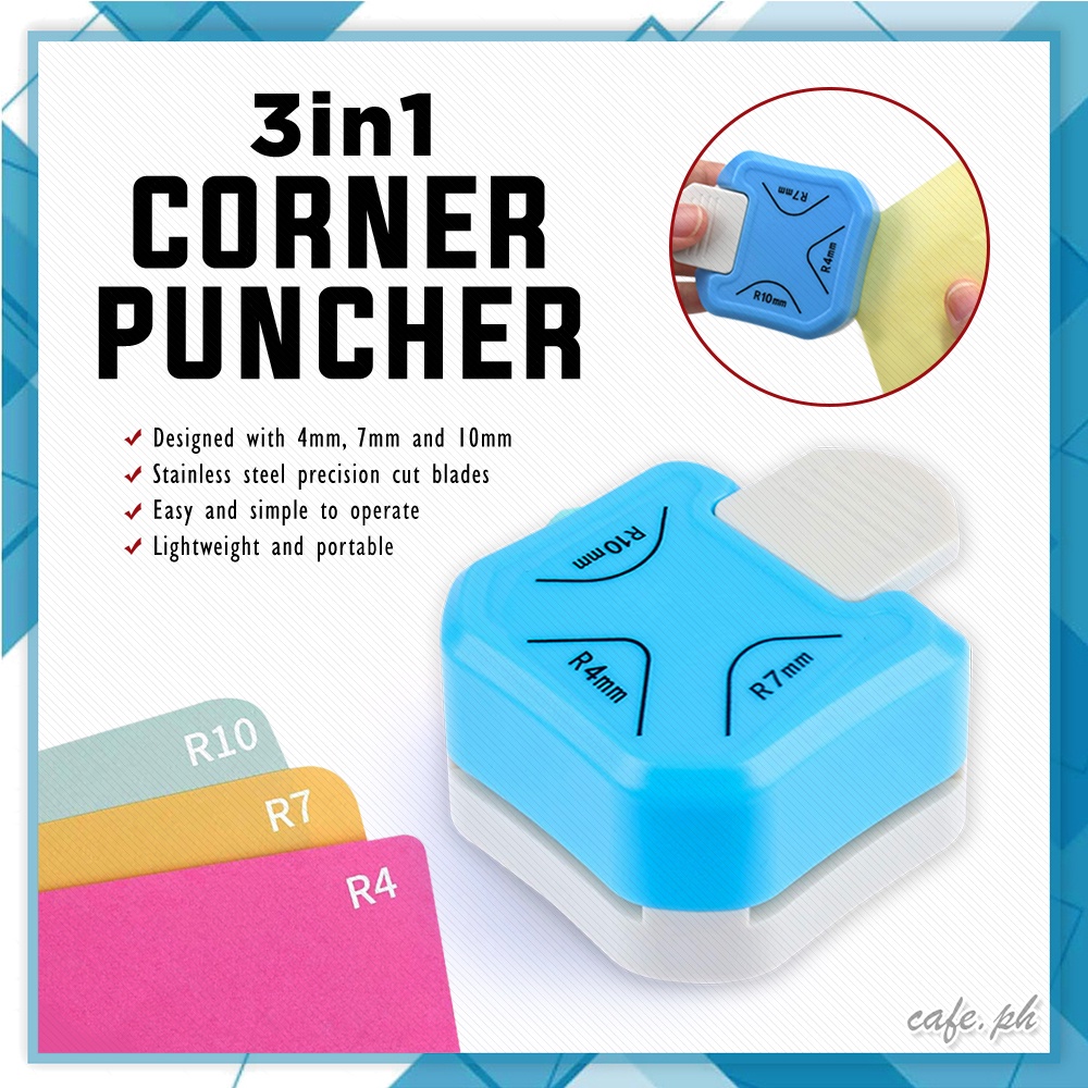 3in1 R4-R7-R10 Corner Rounder Puncher for Photo, Card, Paper Rounder ...