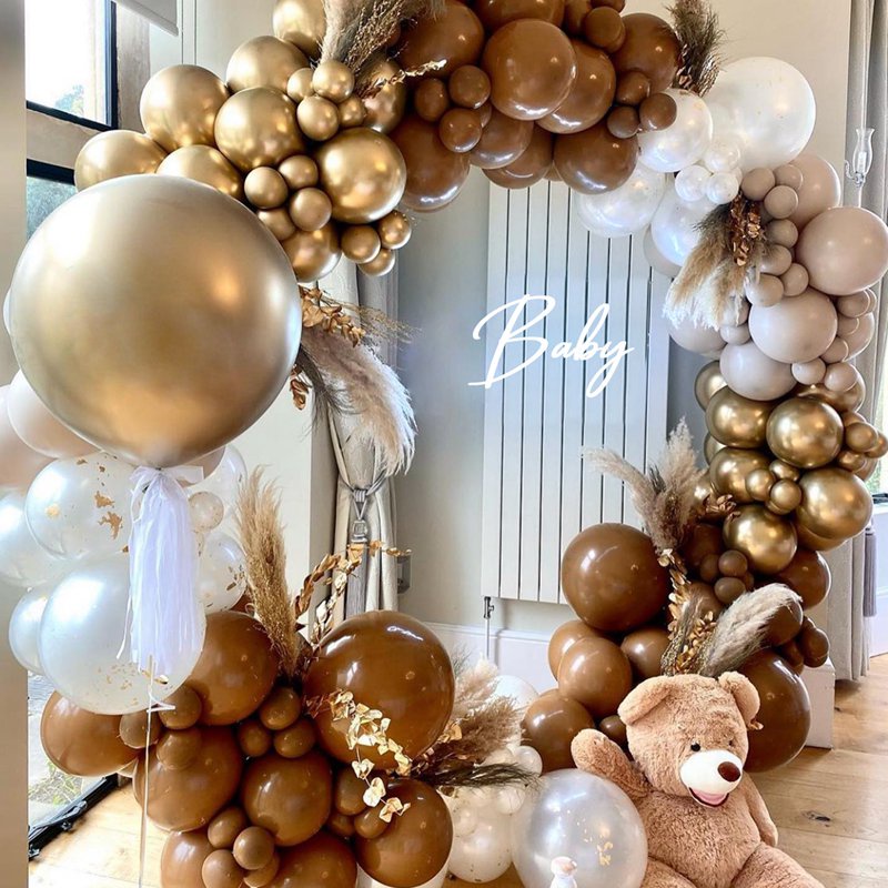 166pcs Coffee Brown Balloons Arch Kit Birthday Party Decorations Latex ...