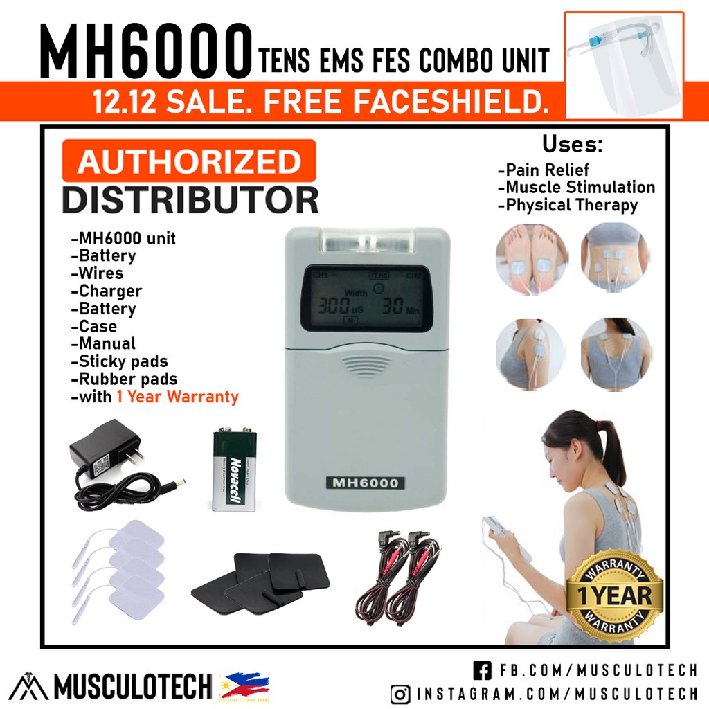 MH6000 TENS EMS FES Device for Physical Therapy Pain Relief with ...
