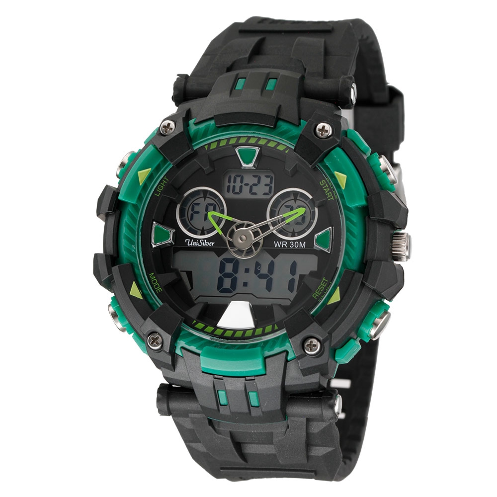 UniSilver TIME STATOR Men's Analog-Digital (Dual Time) Black Rubber ...