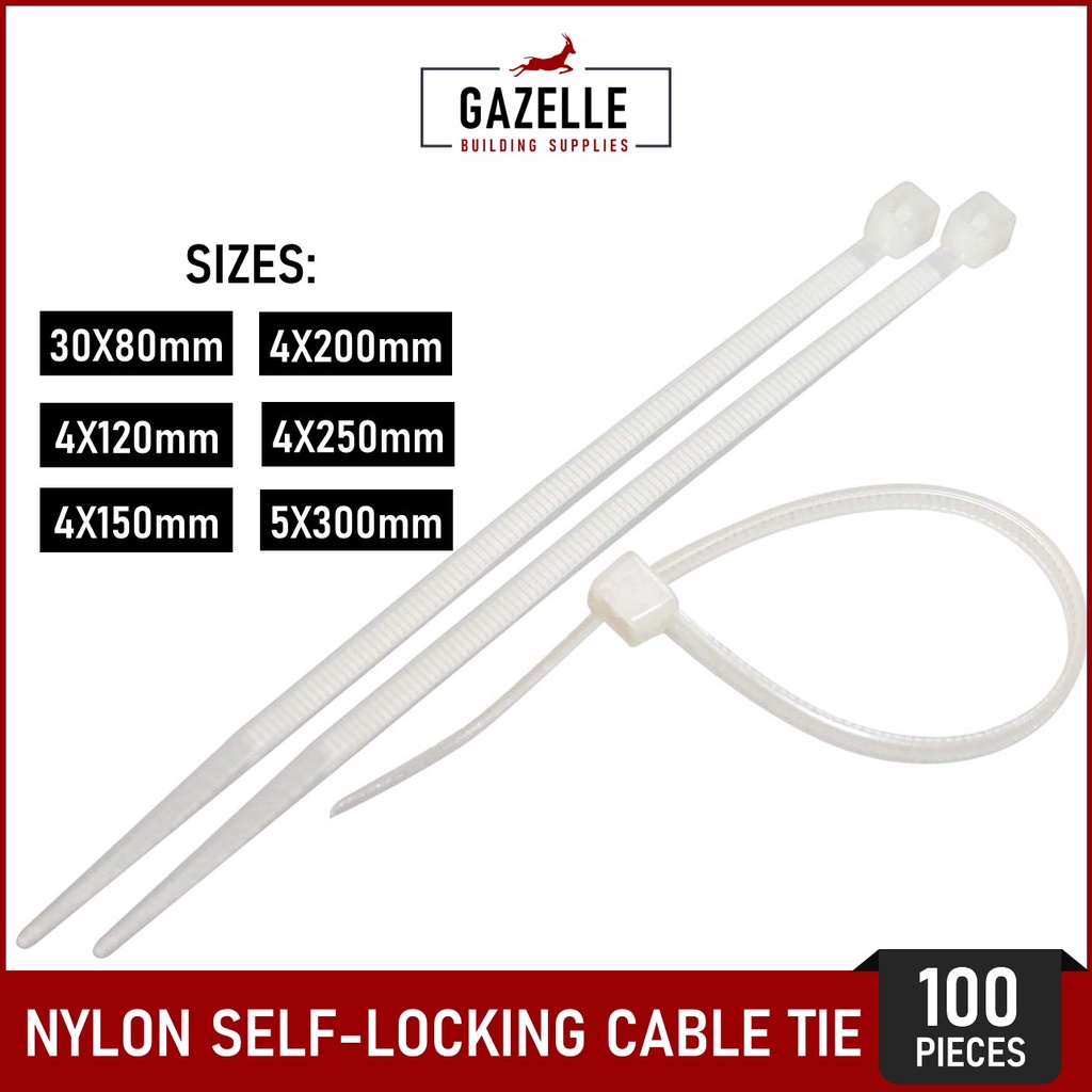Nylon Self-Locking Cable Tie 100pcs Per Pack -3x80mm/4x120mm/4x150mm ...