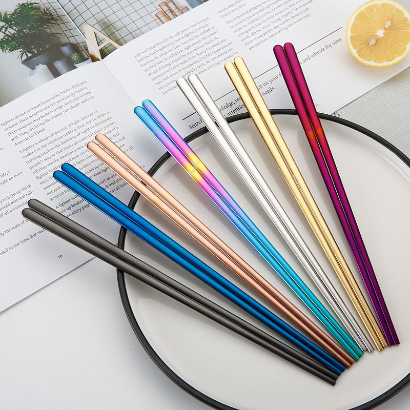 Creative 1 Pair Korean Chopsticks Metal Cutlery Set Stainless Steel 304 ...