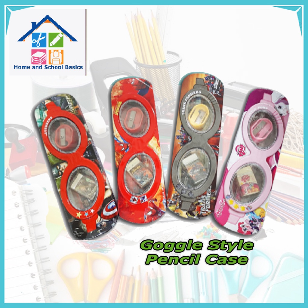 Pencil Case Goggle Style with Free Eraser Pencil Ruler & Sharpener ...