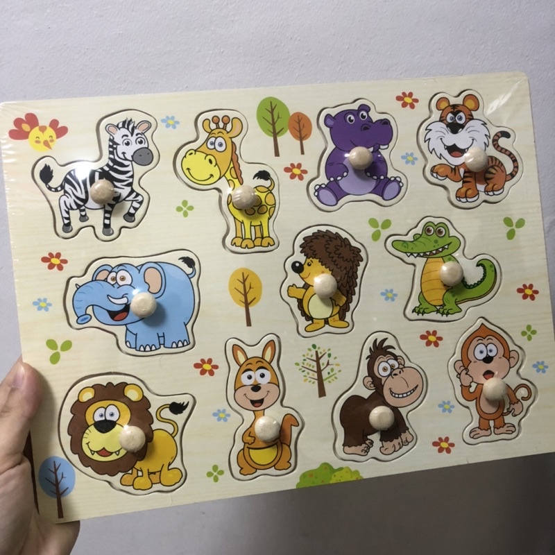 Wooden Puzzle with Handle educational toys | Shopee Philippines