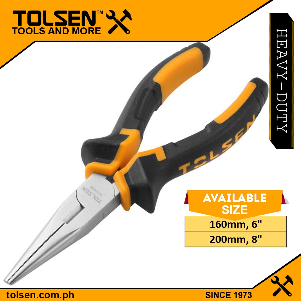 Tolsen Heavy Duty Long Nose Pliers (6"- 8") TPR Handle | Shopee Philippines