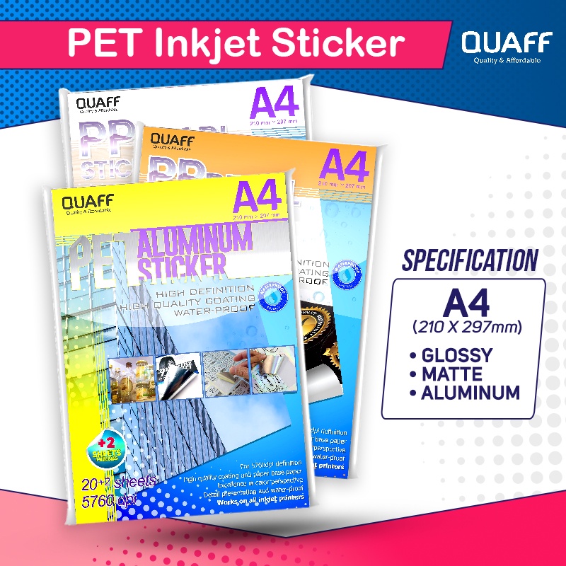 Pet Aluminum Sticker | Pearl Sticker Glossy | Label sticker A4 Size ...