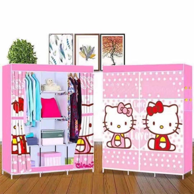 Hello kitty double wardrobe closet with sanrio word | Shopee Philippines