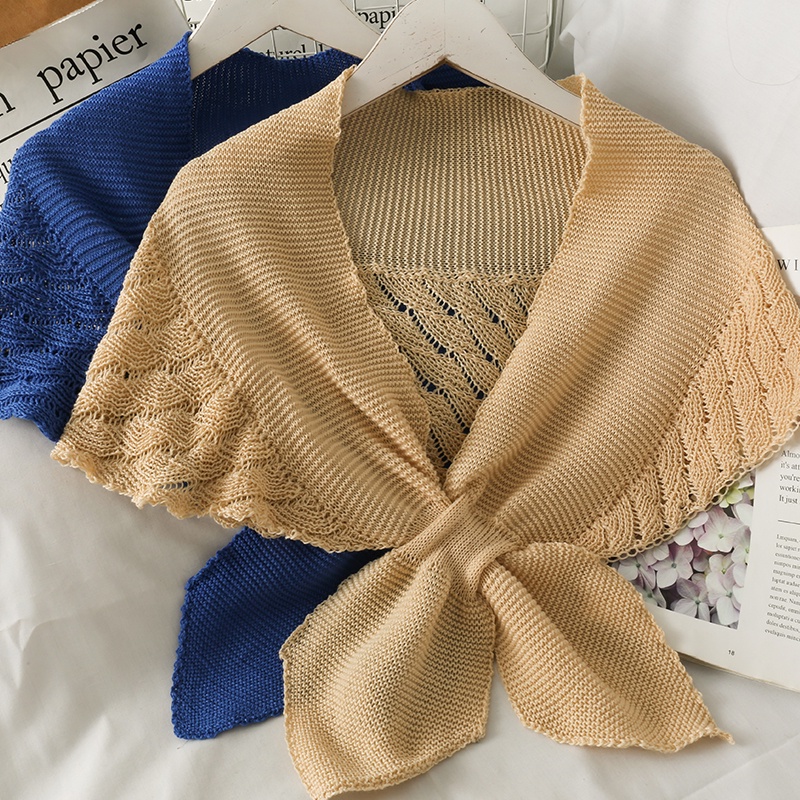 Women's Retro Hollow Thin Outer Knitted Shawl Bow Fishtail Shawl Cape ...