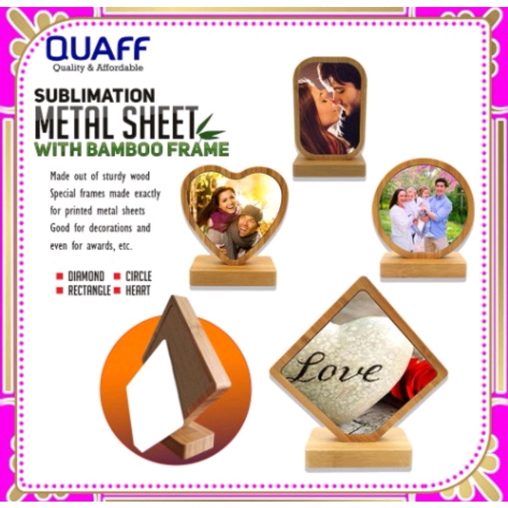 SUBLIMATION PRINTABLE METAL SHEET WITH BAMBOO FRAME | Shopee Philippines