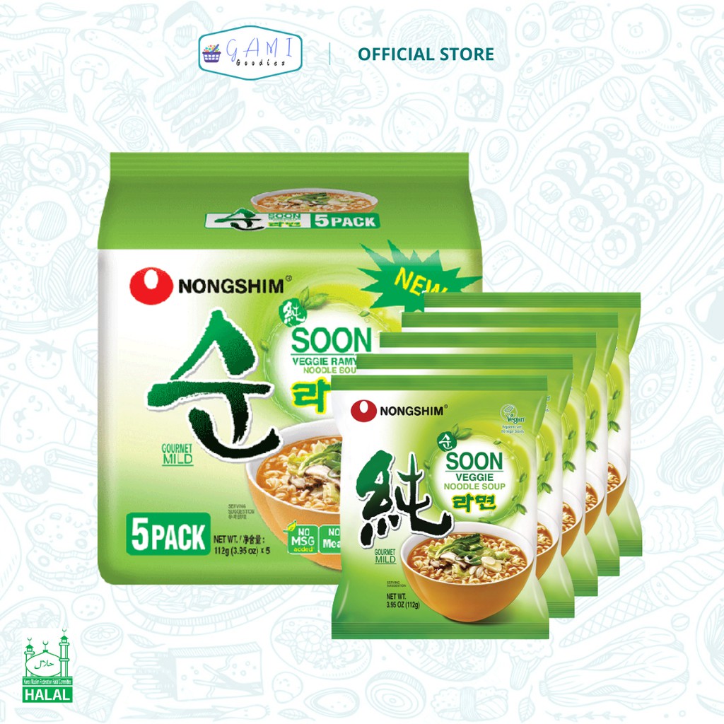 Nongshim Soon Veggie Ramen (Family Pack of 5) - HALAL | Shopee Philippines