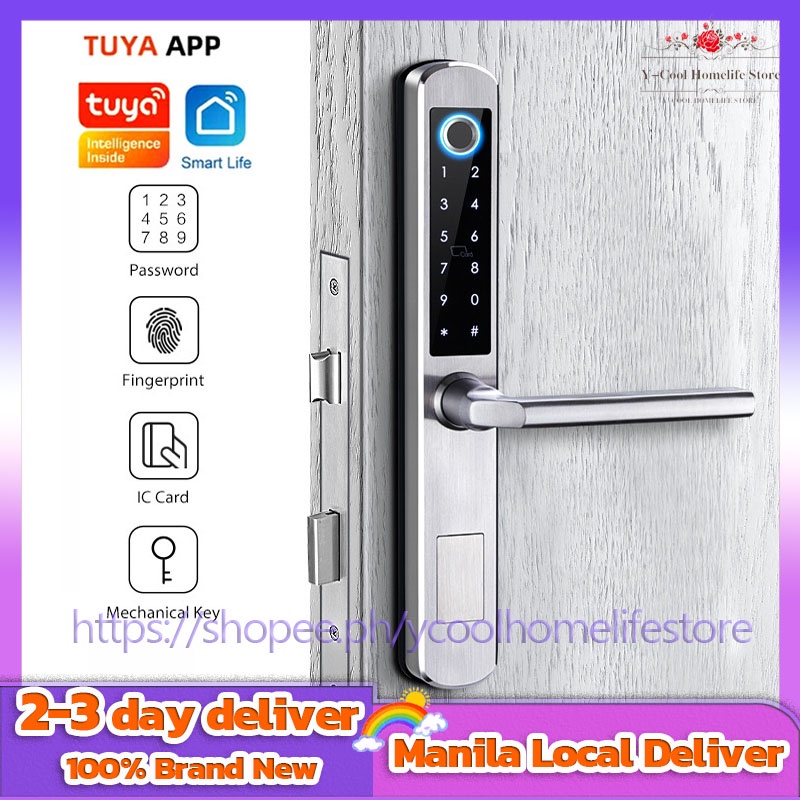 TUYA Smart Sliding Door Lock Biometric Fingerprint Lock Card Electronic Digital Security Door ...