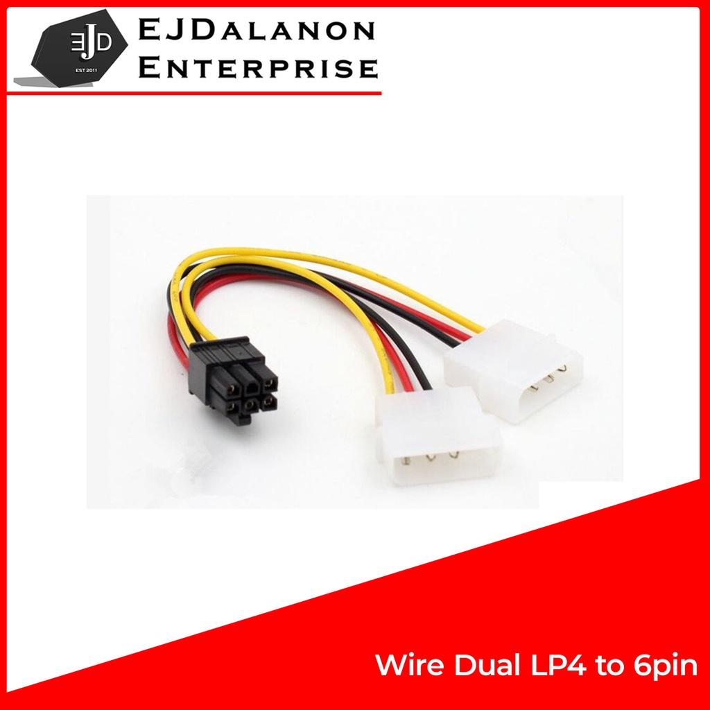 2 Head 4 Pin Lp4 Molex To 6Pin Pcie Power Adapter / GPU DIY Pisonet ...
