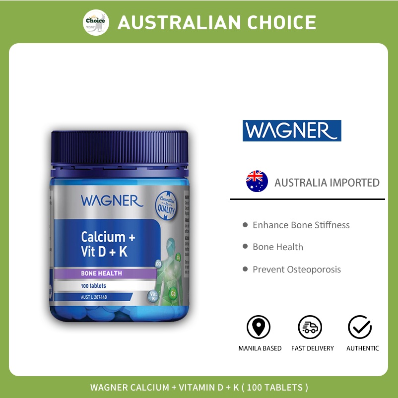Wagner Calcium + Vit D + K Bone Health 100 Tablets | Shopee Philippines