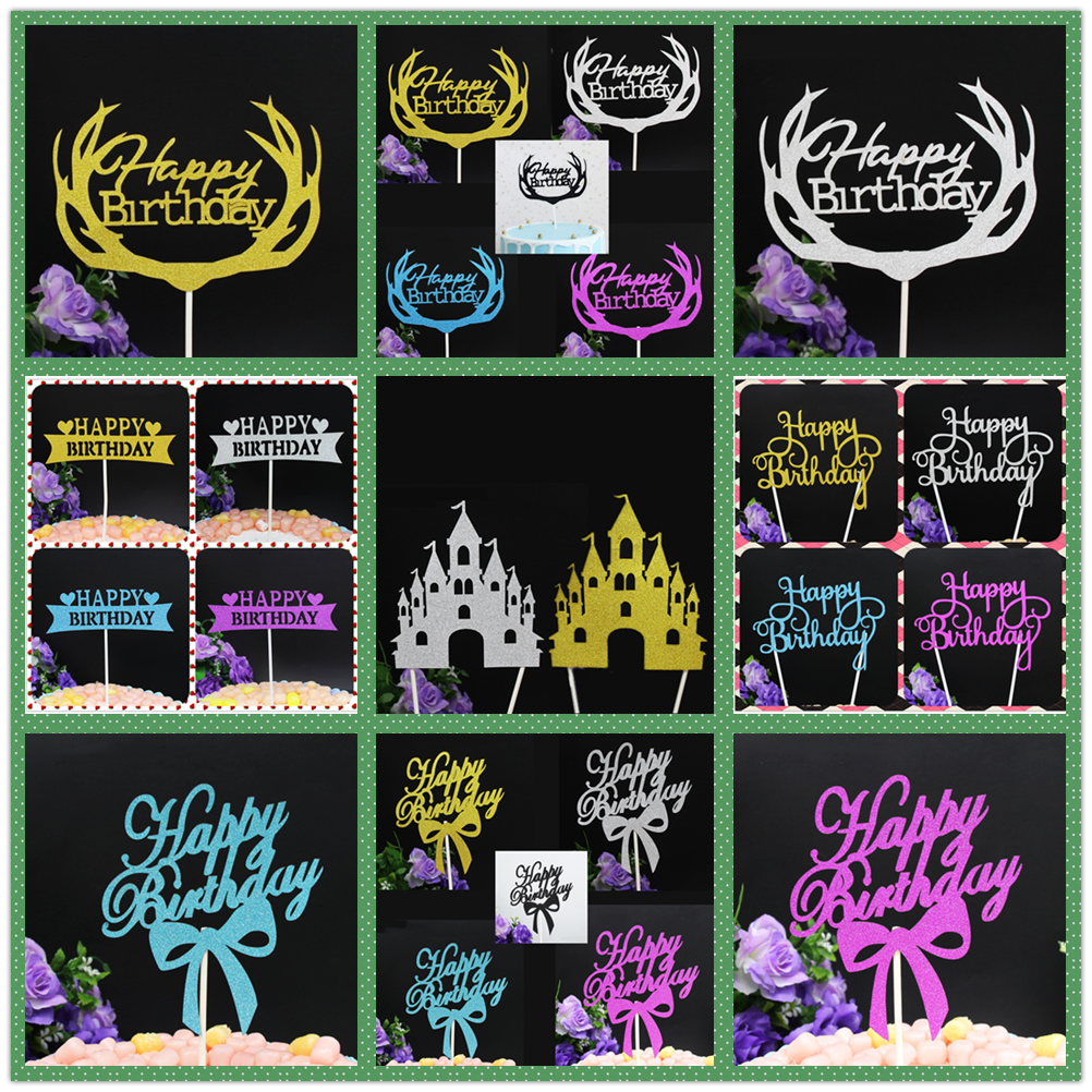 6 Styles Happy Birthday Cake Topper Colorful Happy Birthday Letters ...