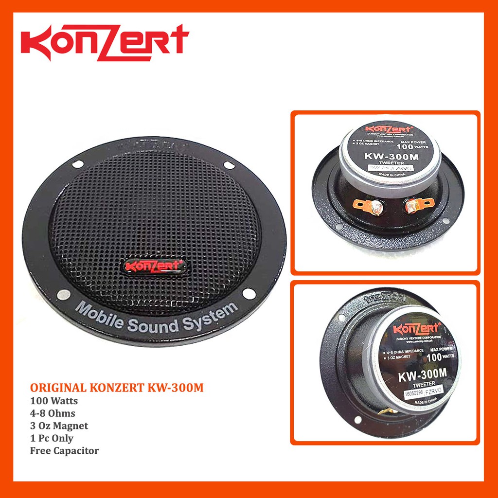 ORIGINAL KONZERT KW-300M Tweeter 100Watts 8Ohms 1PC Only - with Free ...