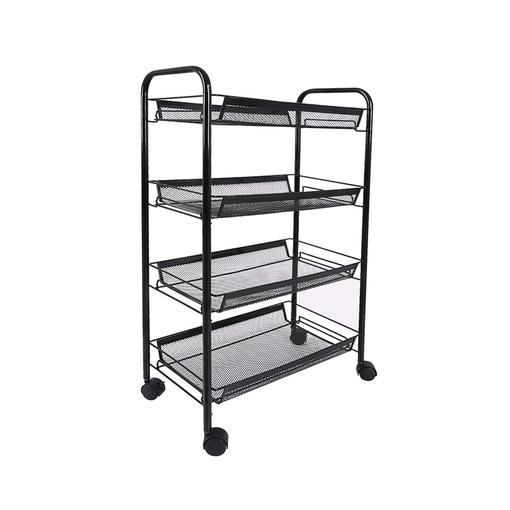 LOCAUPIN Kitchen Metal Mesh Wire Trolley Easy Moving Storage Cart Rack ...