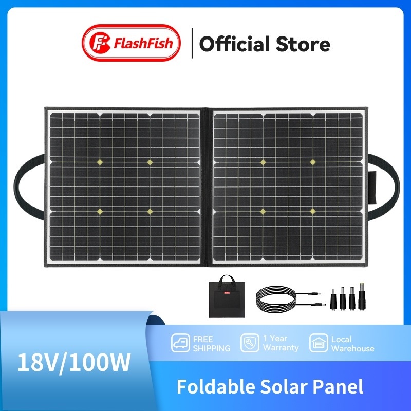 Flashfish 100W Portable Solar Panel Mono for Power Station Foldable ...