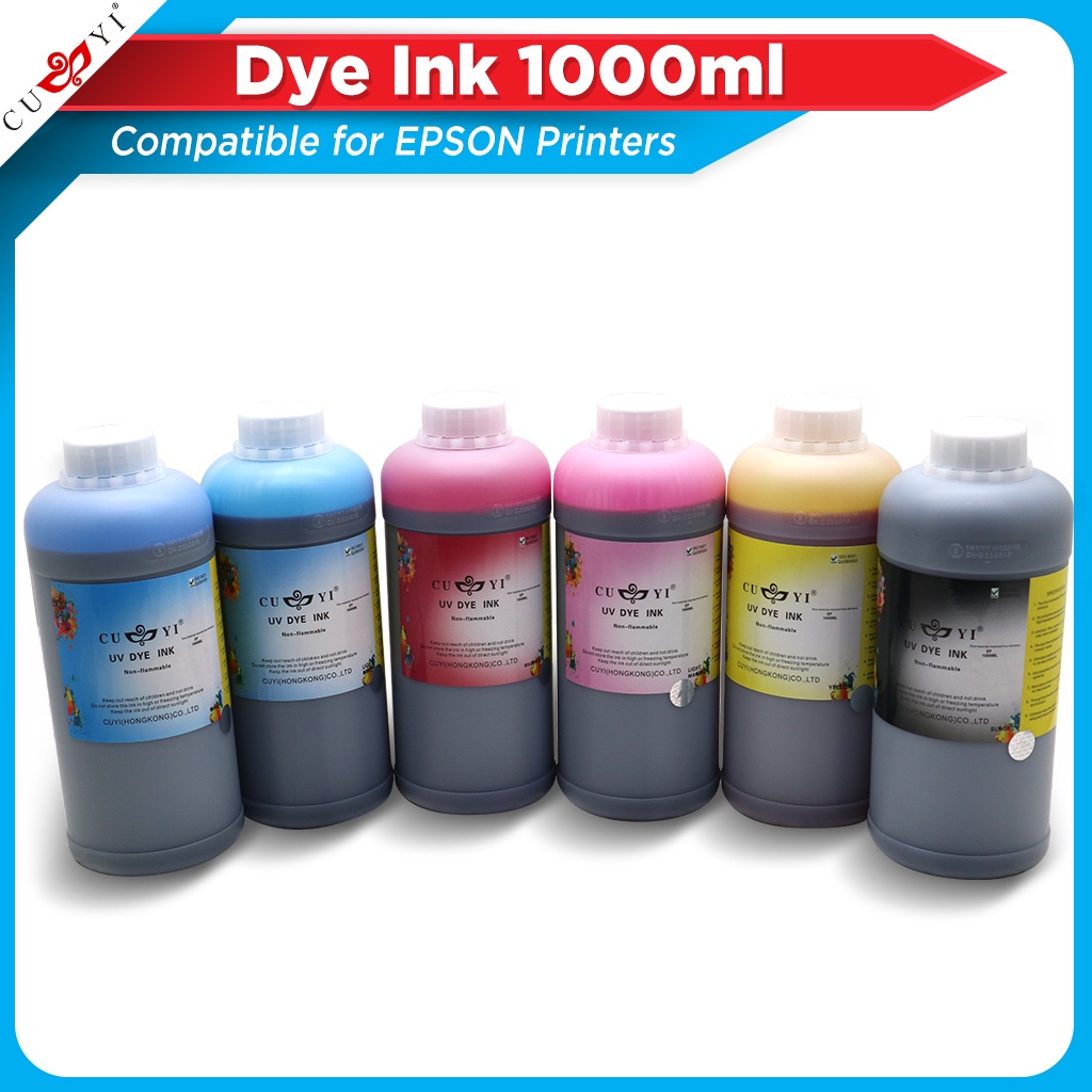 CUYI UV Dye Ink 1000ML for EPSON Printer (6 Colors) || Cyan, Magenta ...