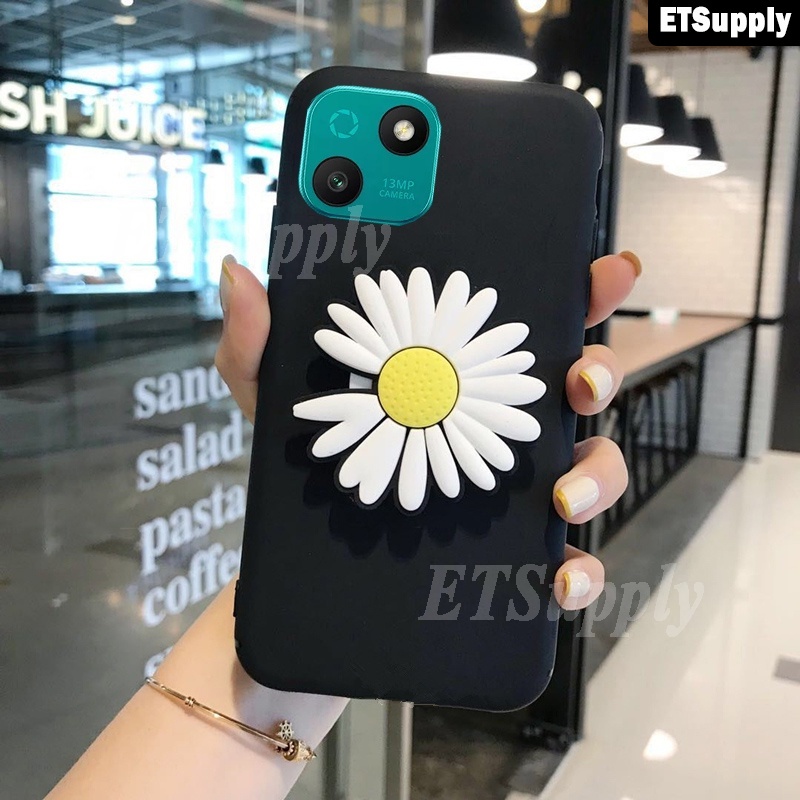 For Wiko T10 Back Case with Daisy Flowers Folding Bracket Phone Cover ...