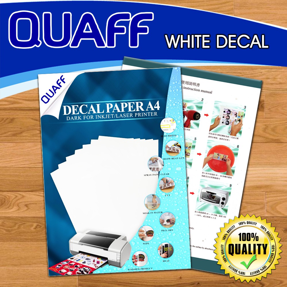 [QUAFF] 5pcs Decal Paper A4 WHITE Waterslide Decal | Shopee Philippines