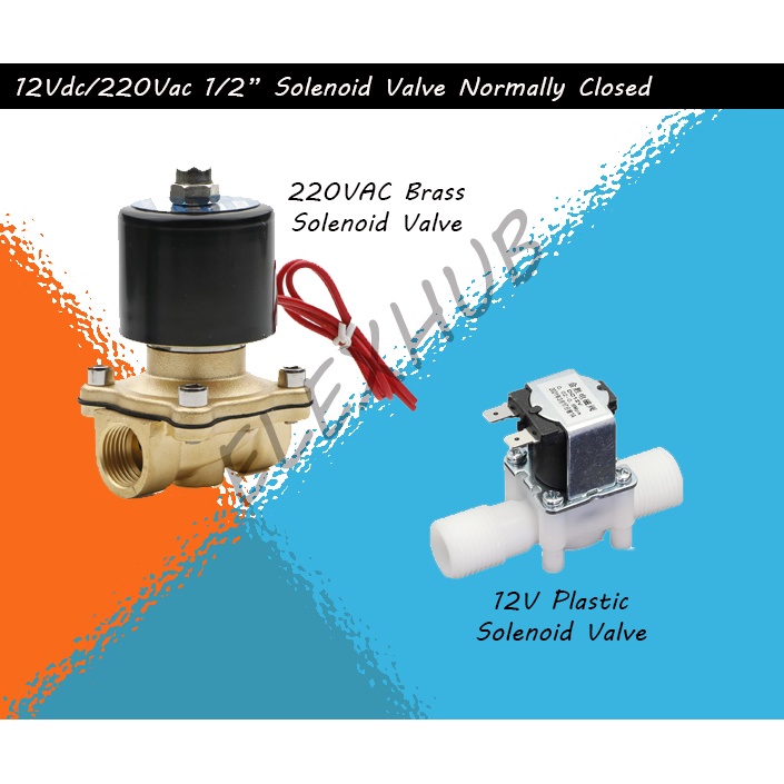 12VDC/220VAC 1/2" Electric Solenoid Valve Magnetic Water Air Flow ...