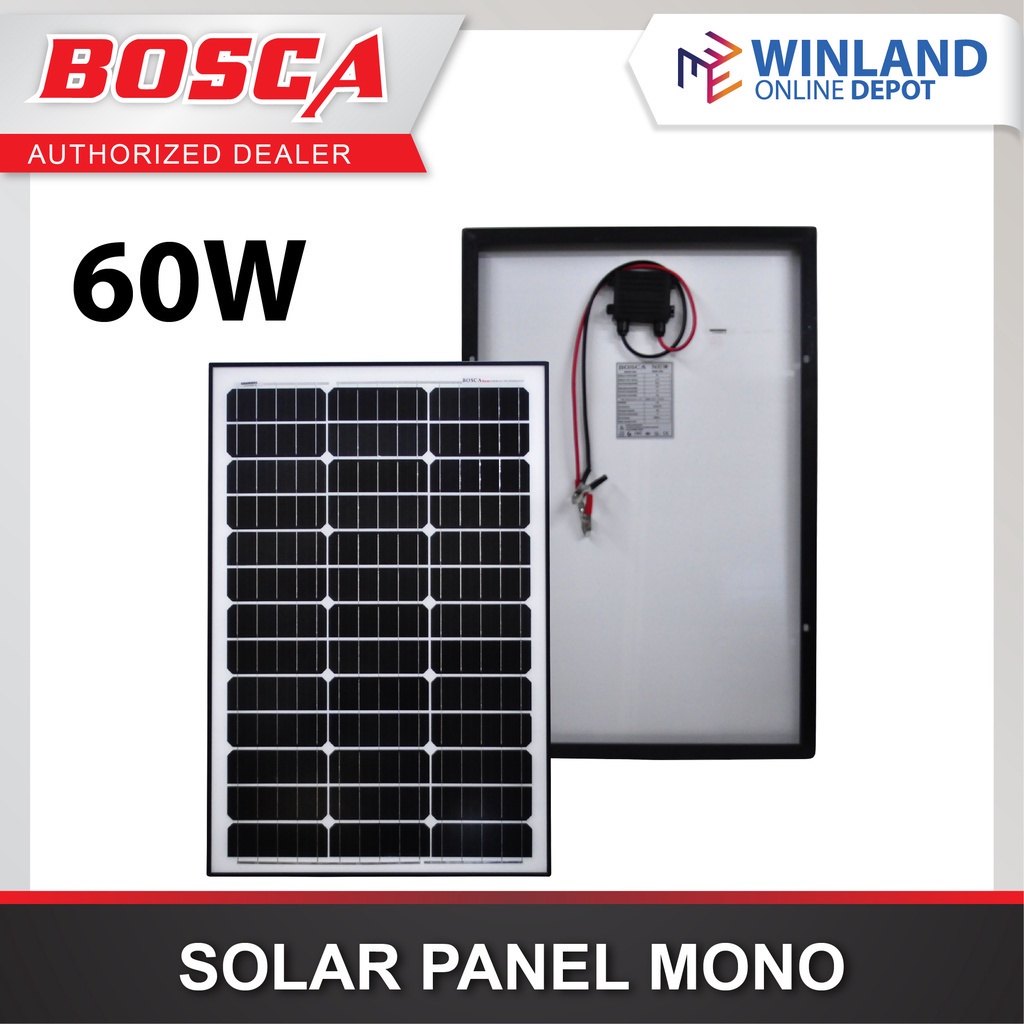 BOSCA by Winland Solar Panel Mono 60Watts 12 Volt Pv Solar Module Solar ...