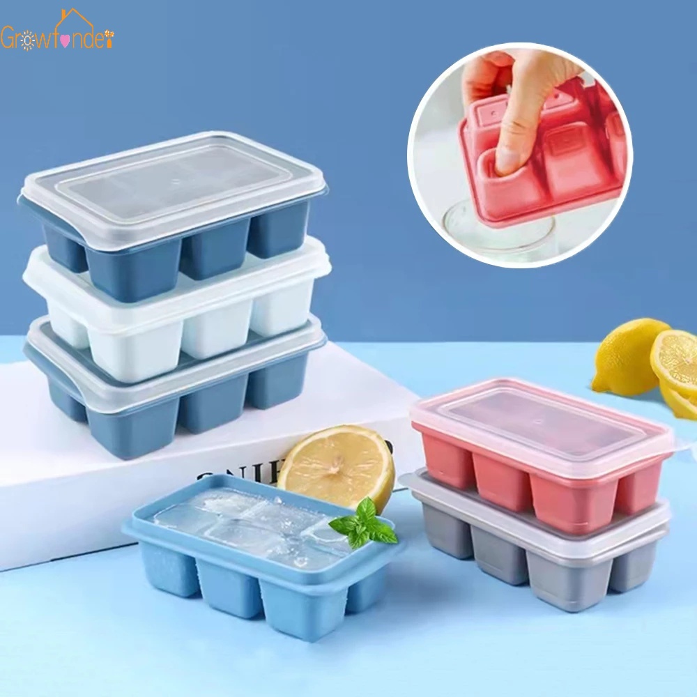 Food Grade 6 Grids Ice Cube Tray Easy Demold Ice Cube Mold Square Ice ...