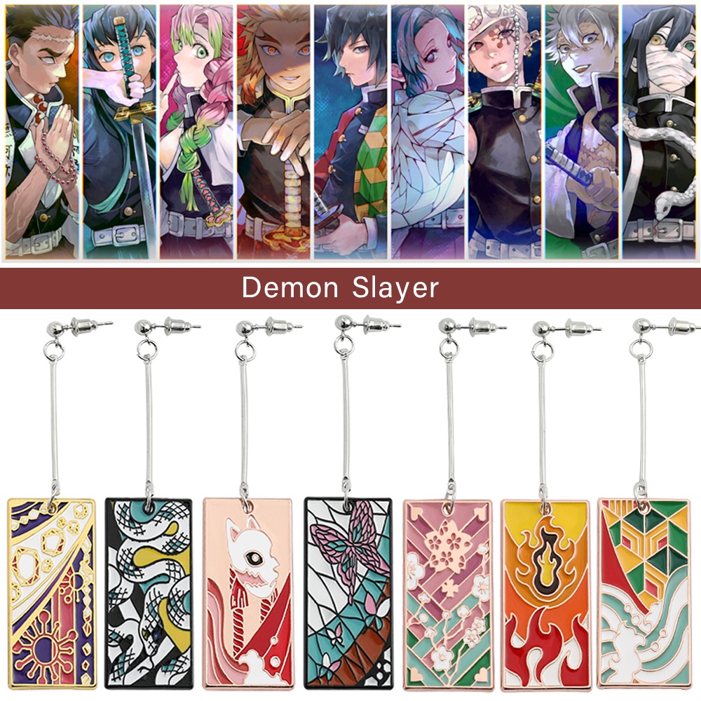 2021 Demon Slayer Earrings Metal Enamel Kimetsu no Yaiba Kamado ...