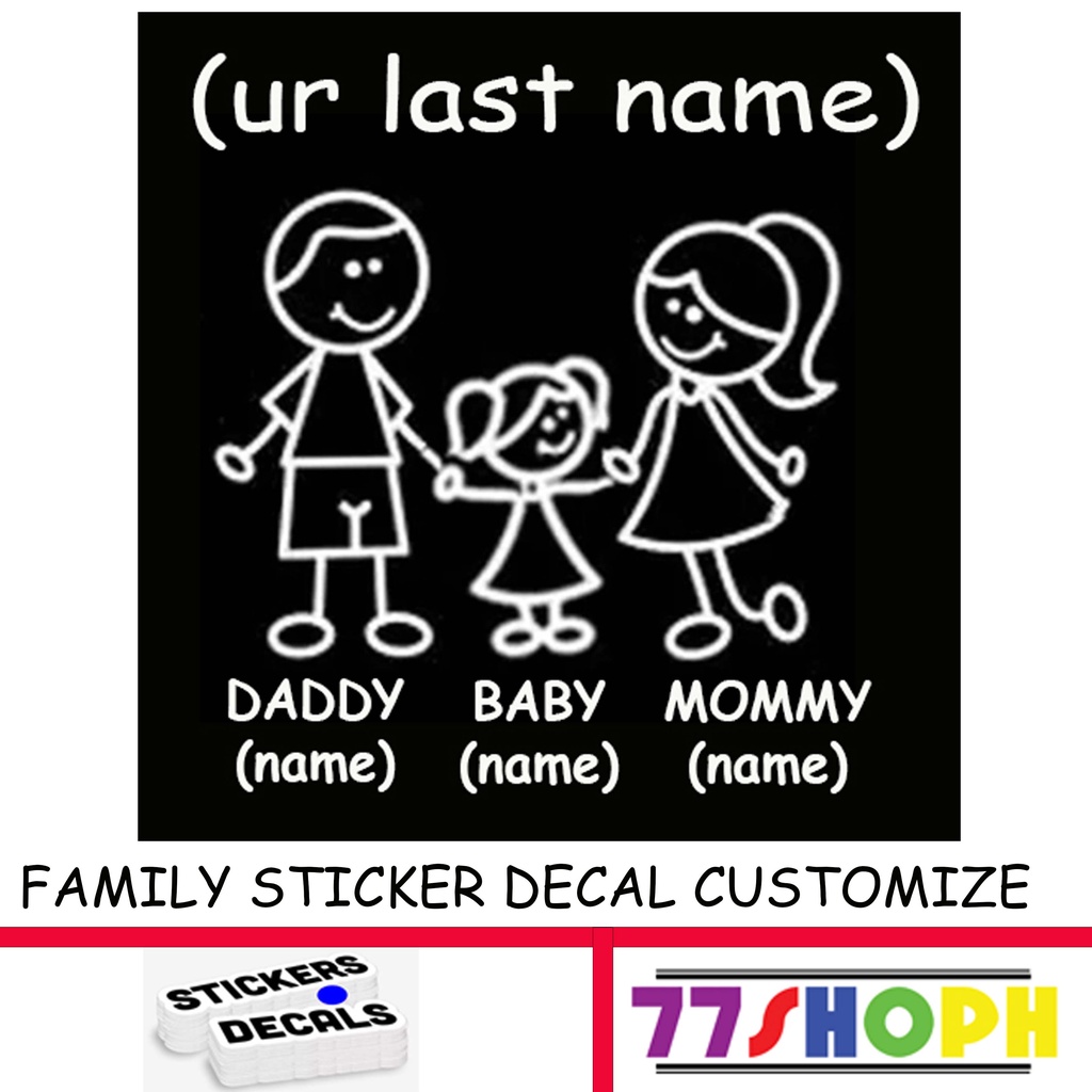 Family Car Sticker Decal Customize | Shopee Philippines