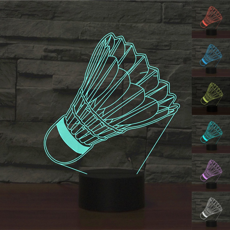 Badminton Shuttlecock Night Light 7 Colors Gradient Geek Gift USB LED ...