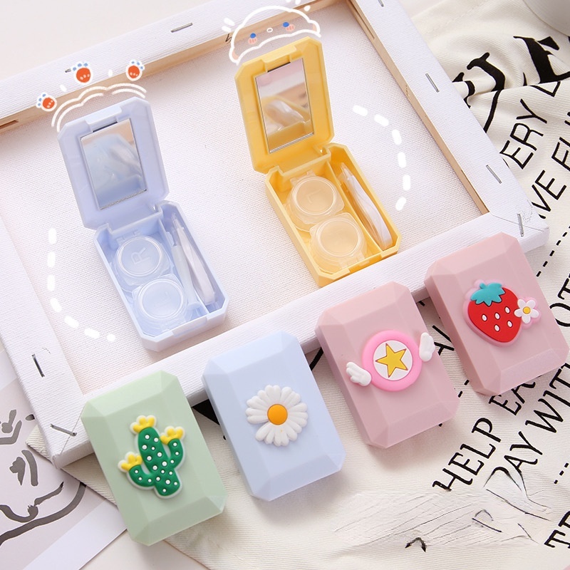 Ins Cartoon Myopia Contact Lens Case Cute Double Box Beauty Contact ...