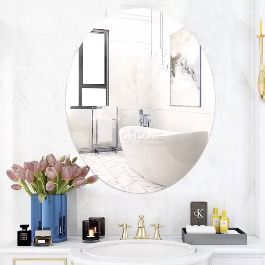Oval Mirror Dress Up Make Large Rimless 80 * 60 Smooth Shadow Wall ...