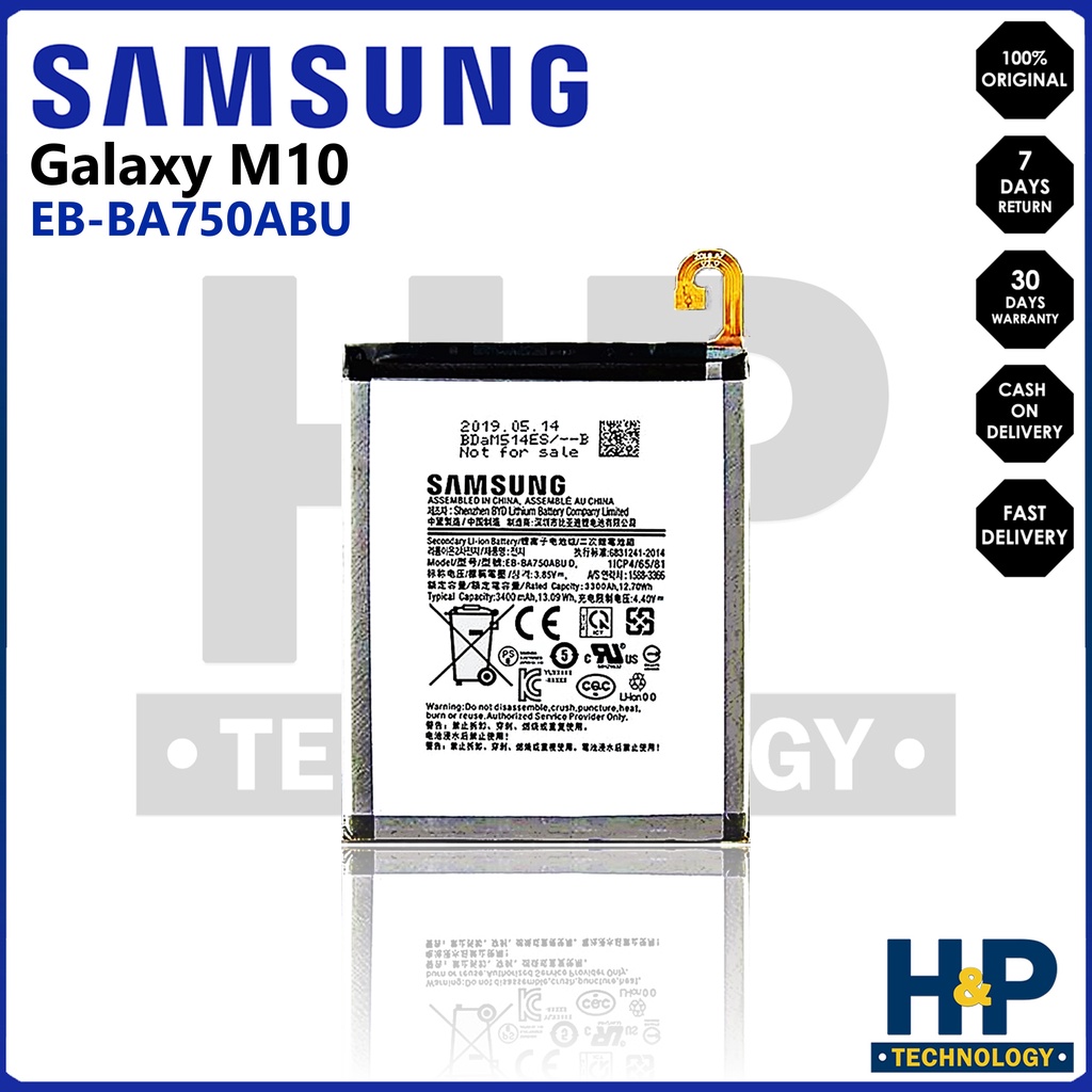 Samsung Galaxy M10 Battery Model EB-BA750ABU Original Quality | Shopee ...