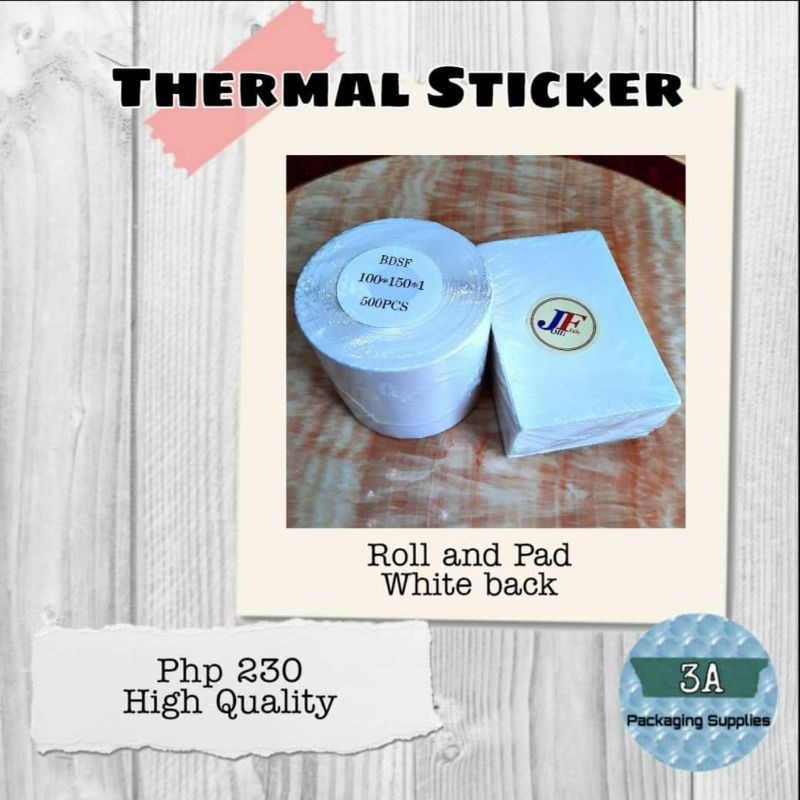 A6 - 500sheets Thermal Sticker Paper (Roll and Pad) (White and blue ...