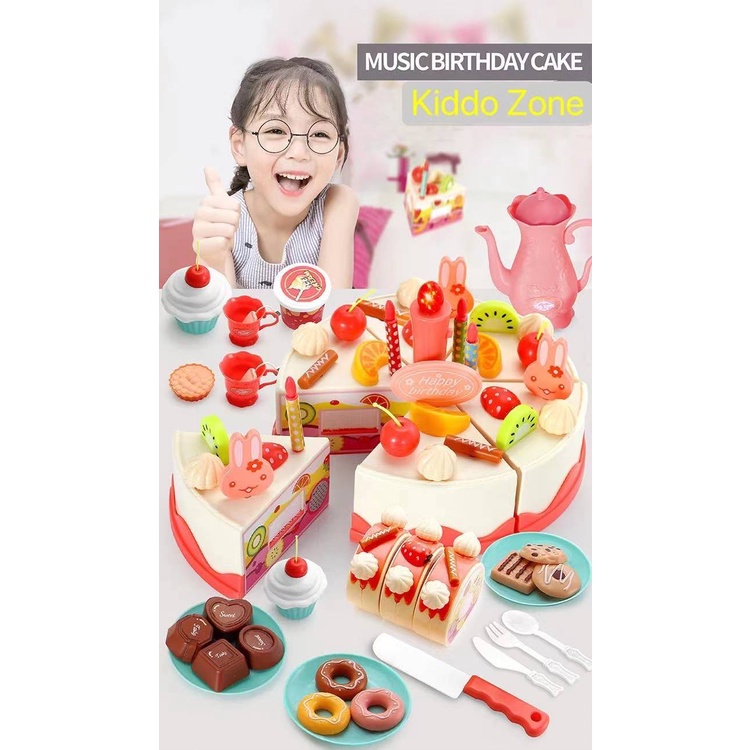 Gift 82pcs Birthday Cake Toy with Lights & Birthday Music, Pretend Play ...