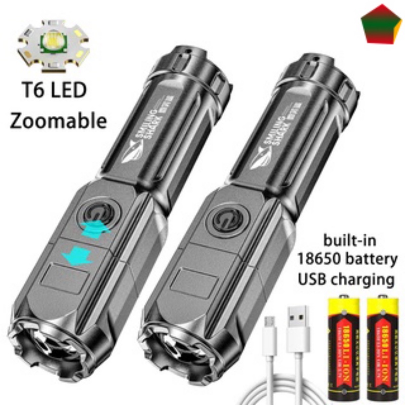 Flashlight Strong Light Rechargeable Zoom Super Bright Xenon Special ...